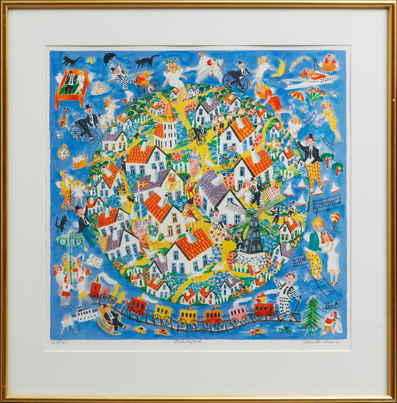 GUNILLA MANN. “Himlajord”, lithograph in colours, signed and numbered ...