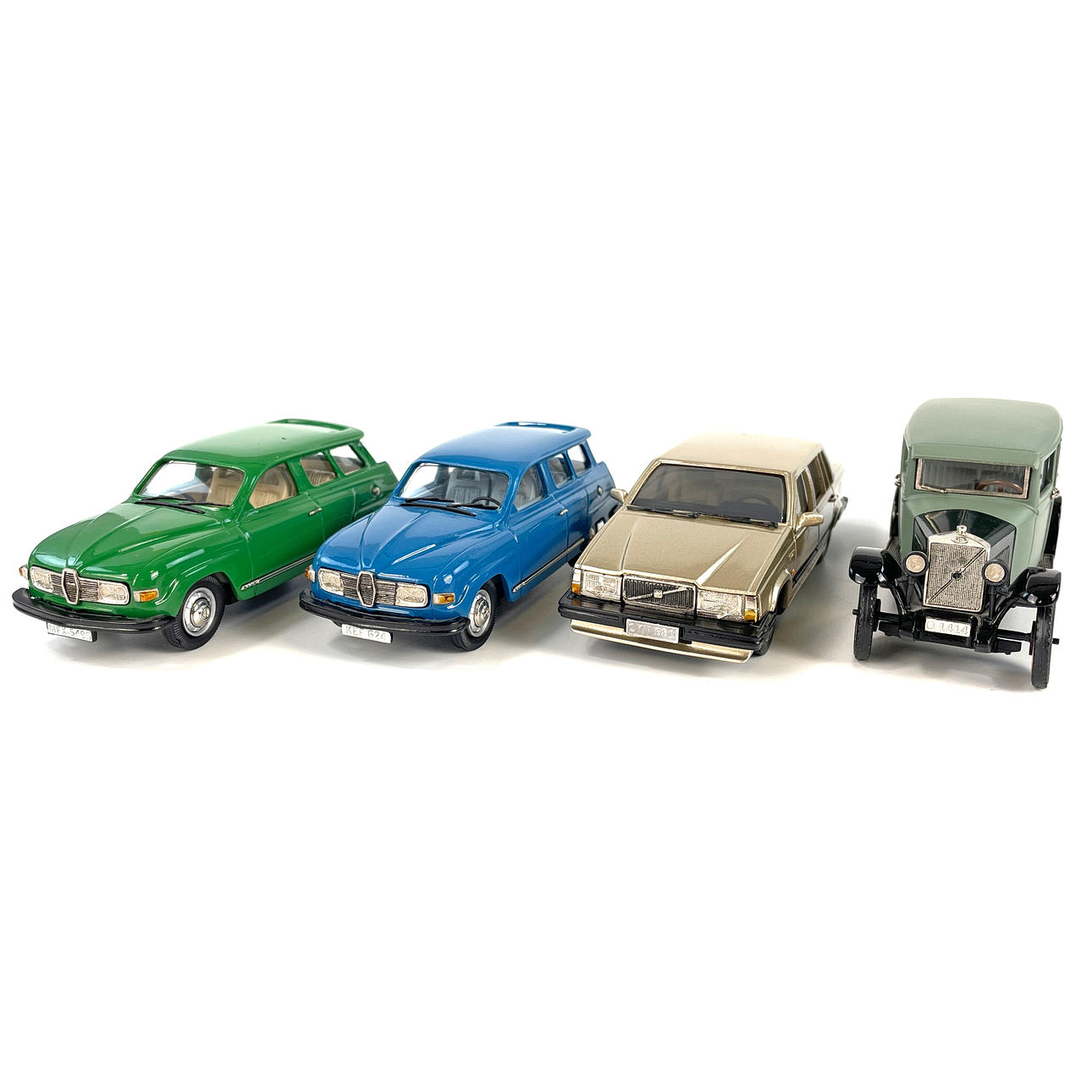 ROBEDDIE, model cars, 4pcs, 1978, 1978 Saab, 1927, 1987 Volvo, original ...