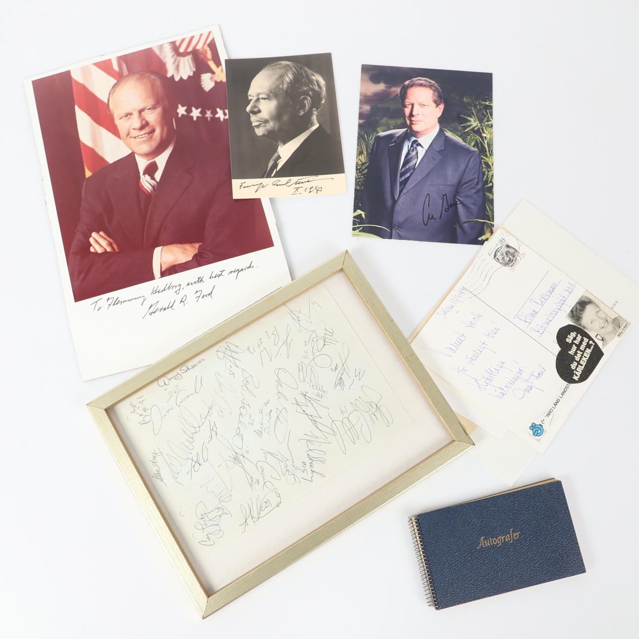 AUTOGRAFER, bl. a. Al Gore och Gerald Ford. Böcker, Kartor ...