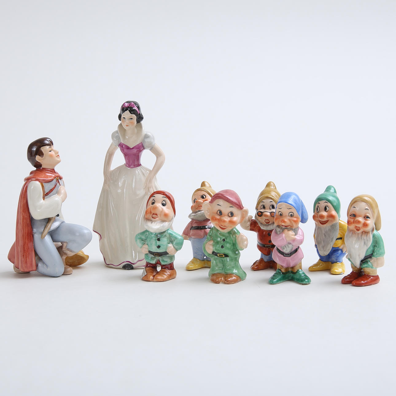 A set of nine porcelain figurines, “Snow White and the Seven Dwarfs ...