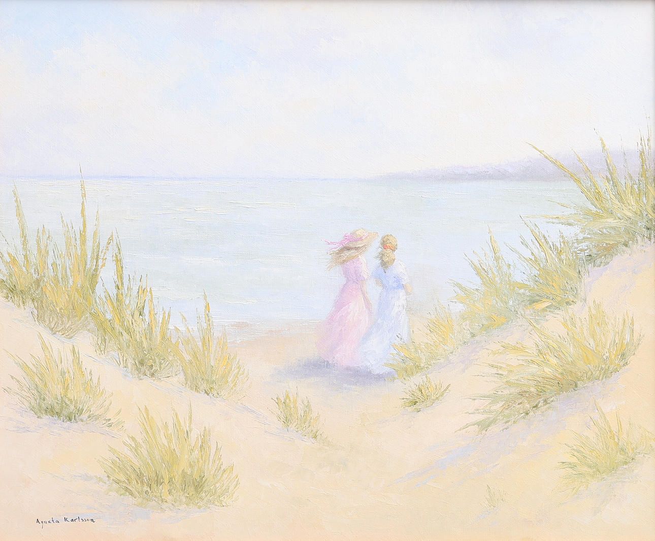 AGNETA “AGGE” KARLSSON, (BORN 1954), a quiet promenade, signed oil on ...