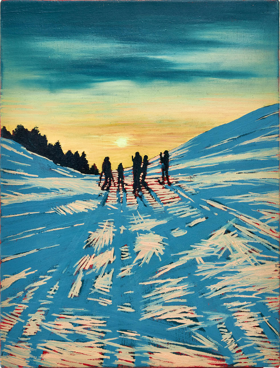 JOSEPH DAVEY (född 1990). "Phones out", monogramsignerad och daterad 2022 a tergo, olja på duk ...