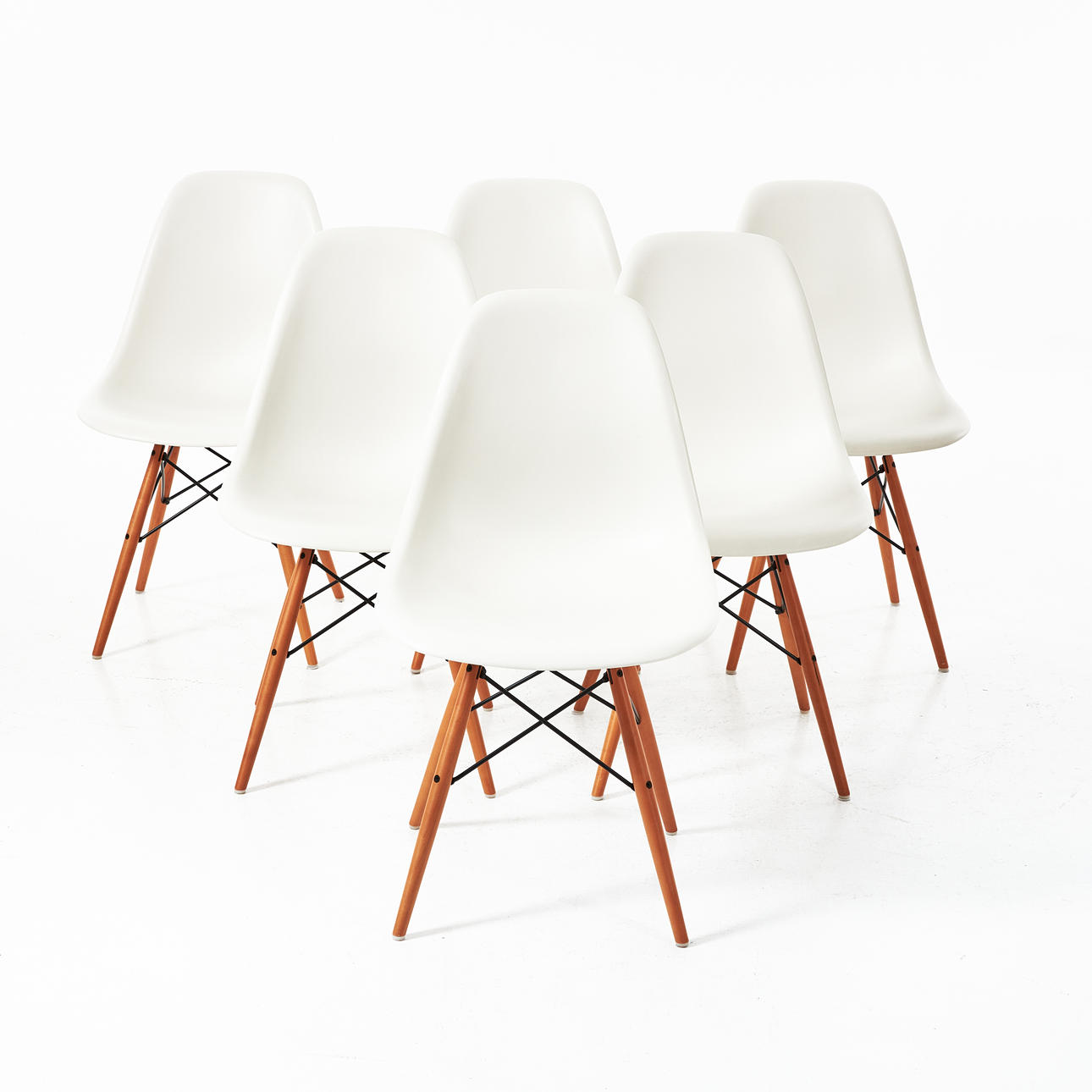 CHARLES & RAY EAMES. “Plastic Chair DSW”, chairs, 6 pcs., Vitra, leg ...