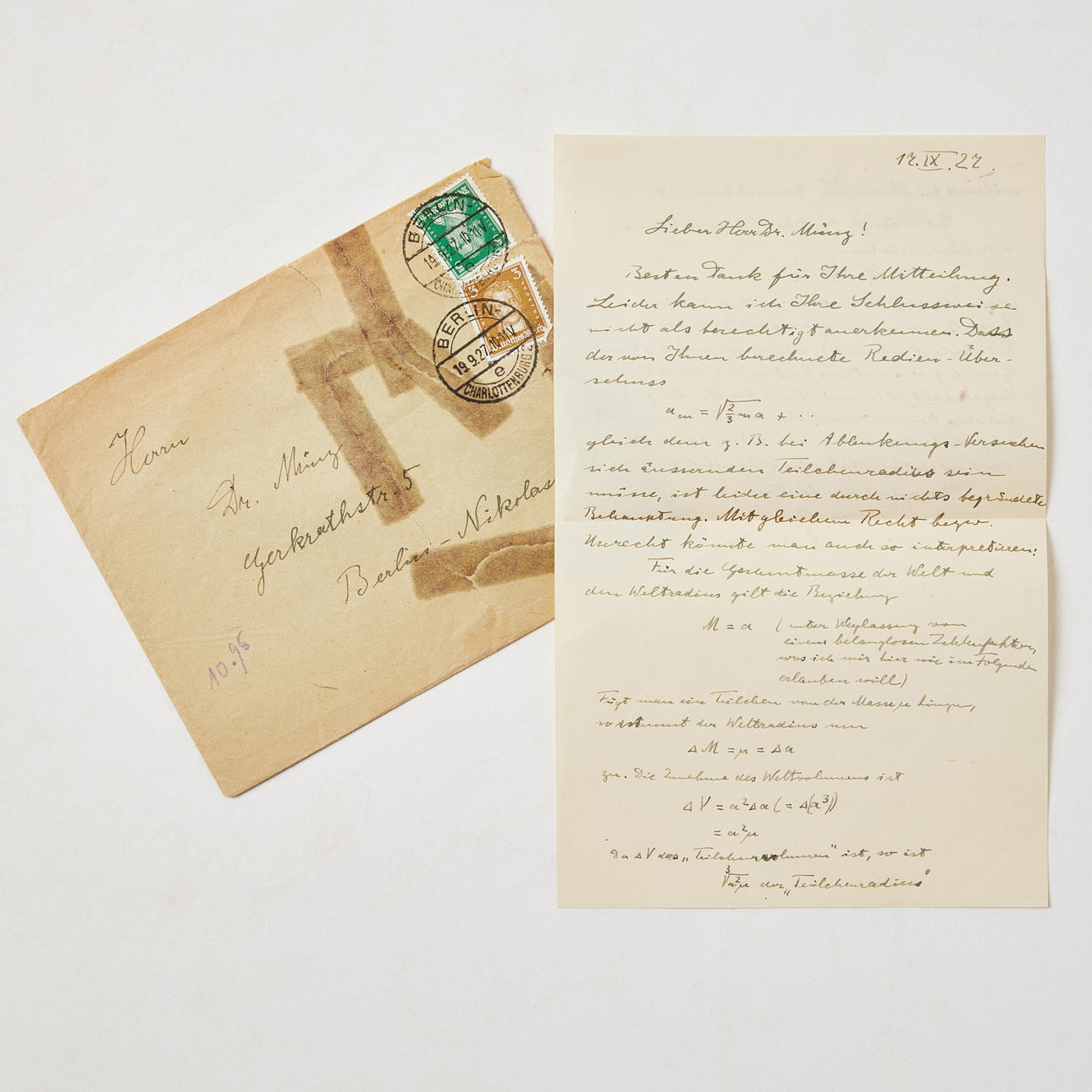 ALBERT EINSTEIN, AUTOGRAPH LETTER SIGNED TO HERMAN MUNTZ IN 1927. Books ...