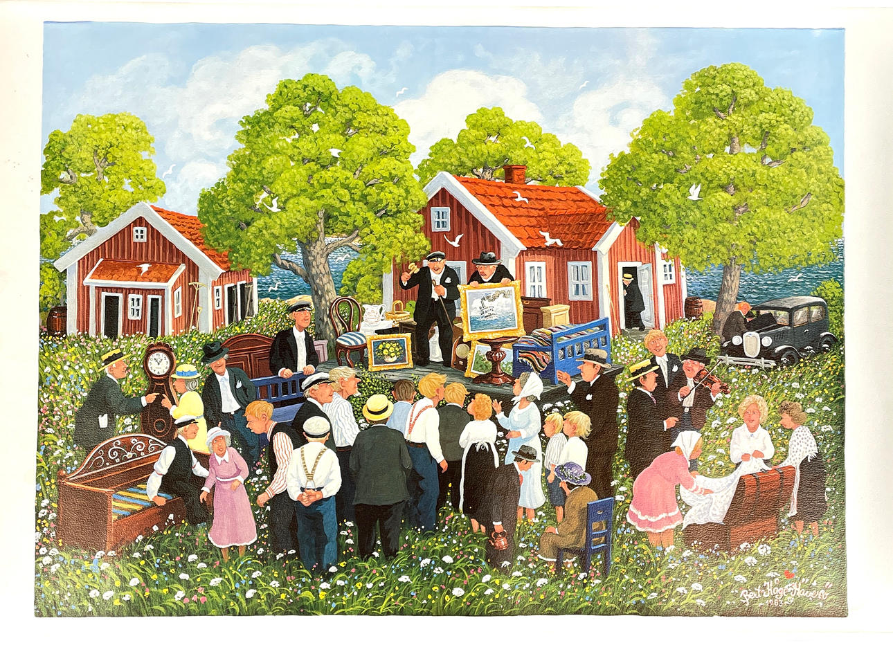 BERT-HÅGE HÄVERÖ. Tryck, Auktion, signerat samt daterat 1983 i trycket ...