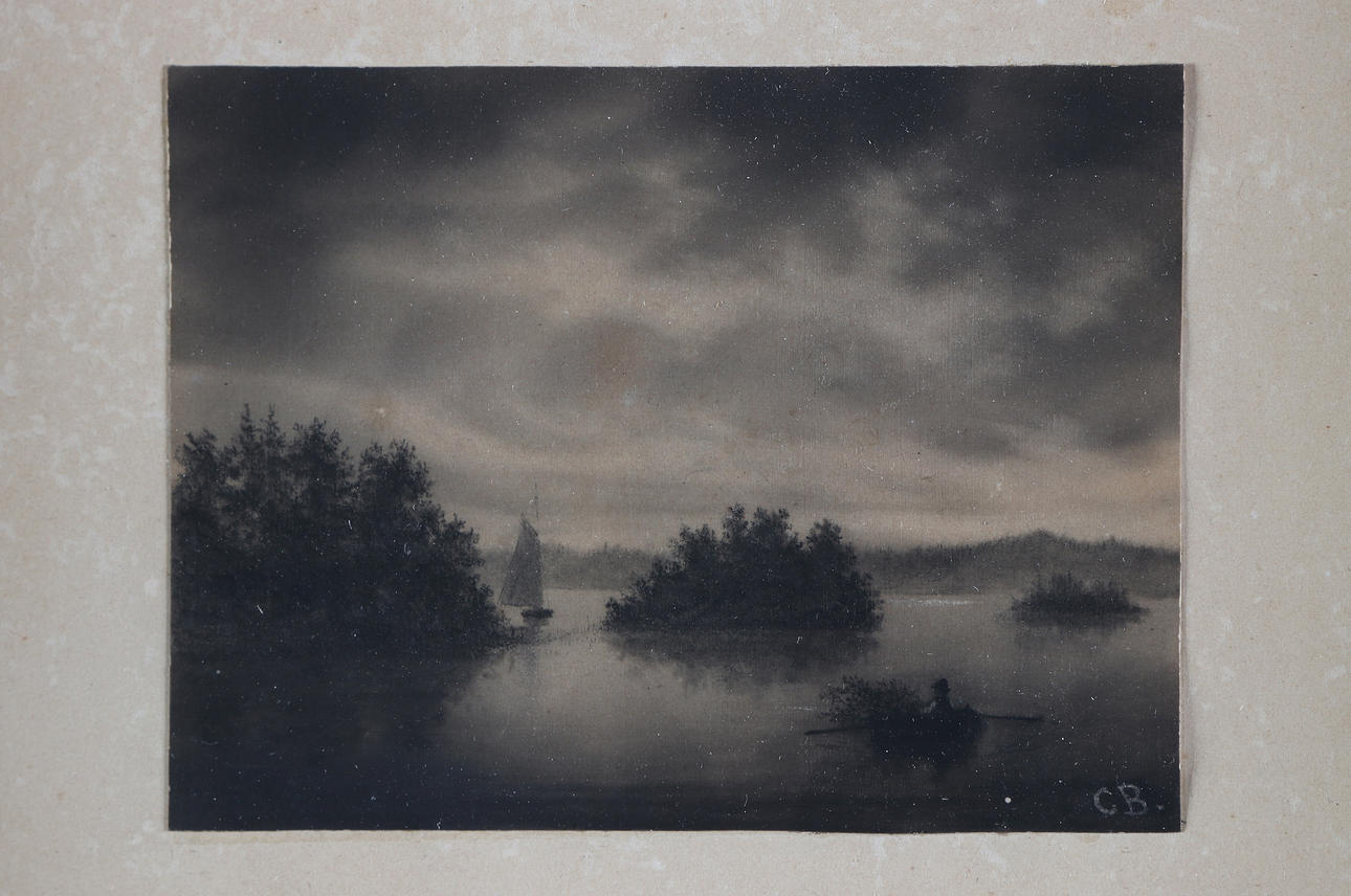 CONNY BURMAN. Carbon drawing. “View from Drottningholm Palace”. Signed ...