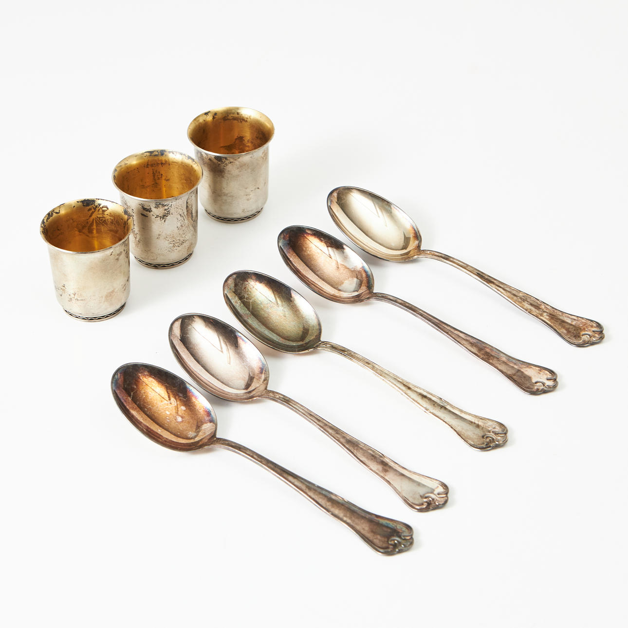 ATELIER BORGILA, soup cups, 3 pcs., sterling silver, foot heel ...