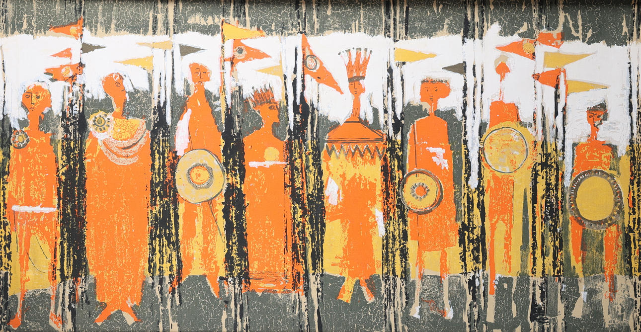 TIBOR REICH, Textildruck, „Age of Kings“, Design 1964, England ...