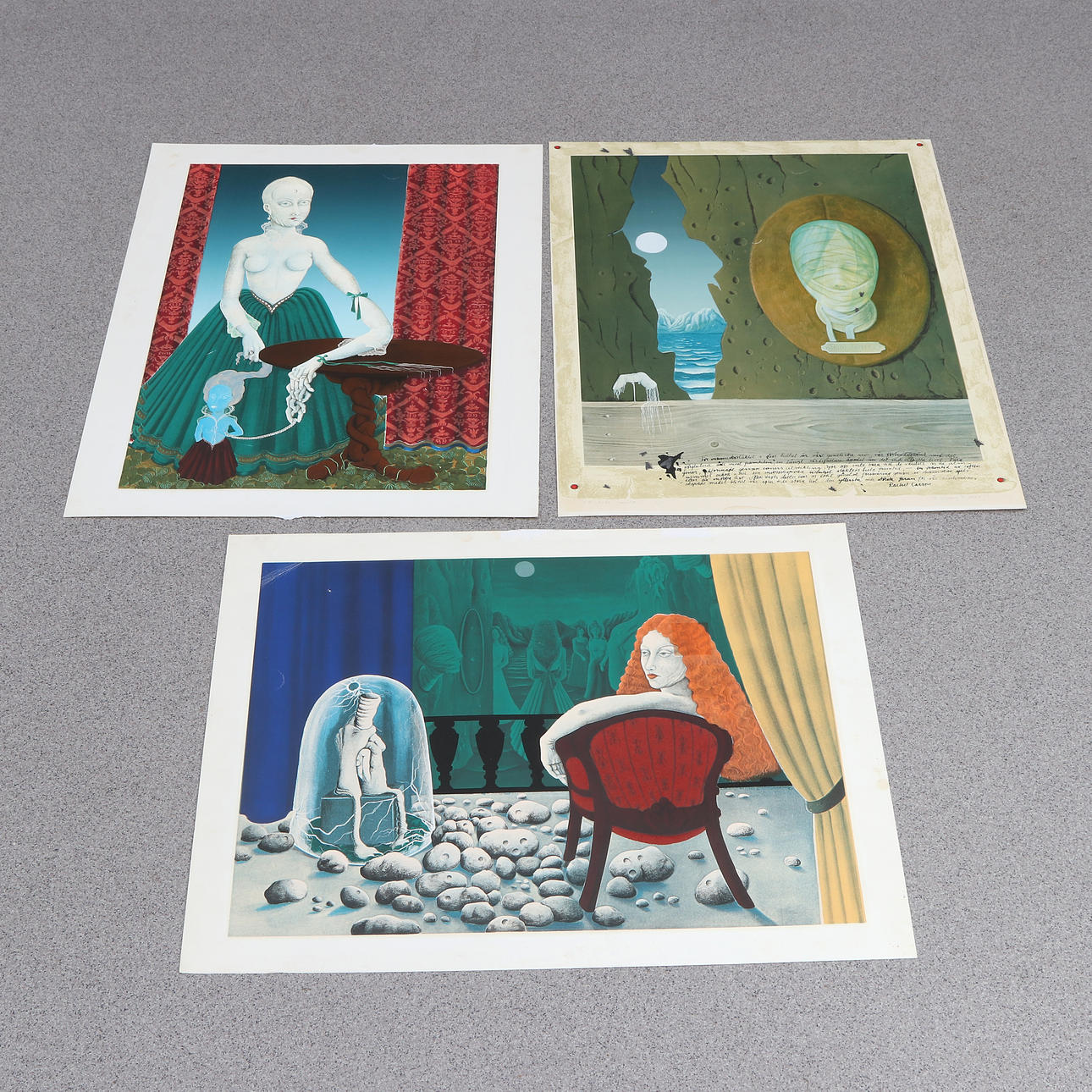 BERT-JOHNNY NILSSON. Lithographs, three pcs. Surrealist compositions. Signed. Art - Engravings ...