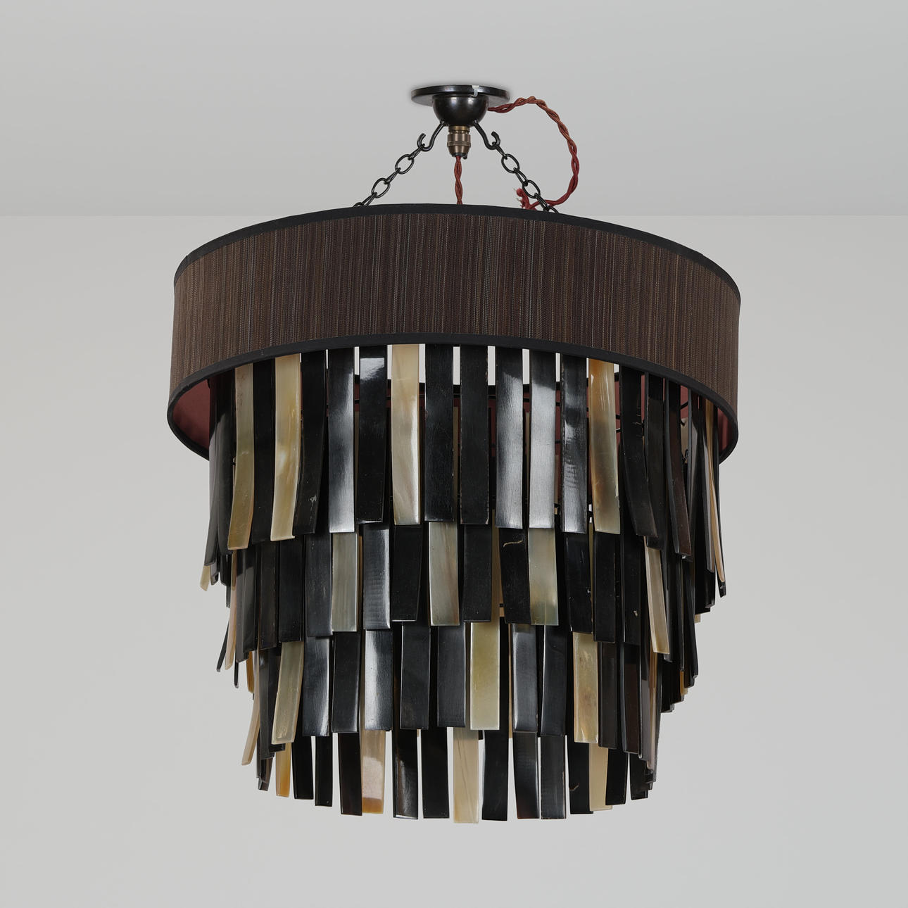 OCHRE. Chandelier of metal, horsehair and buffalo horn, “Eclipse ...