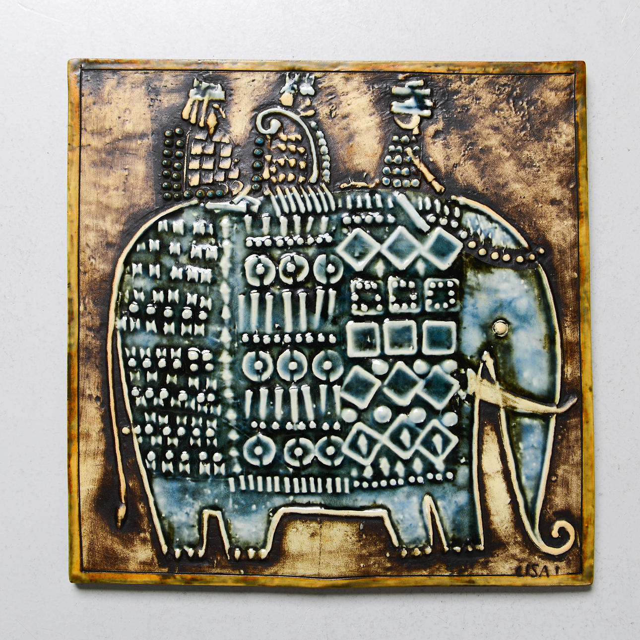 LISA LARSON. Wall relief, “Elefant”, from the series “Unique”, signed ...