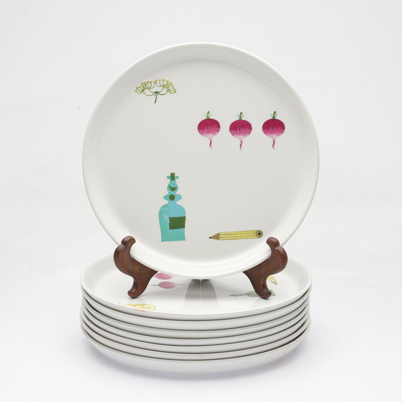 STIG LINDBERG. A set of 8 flintware plates, “Pynta”, Gustavsberg ...