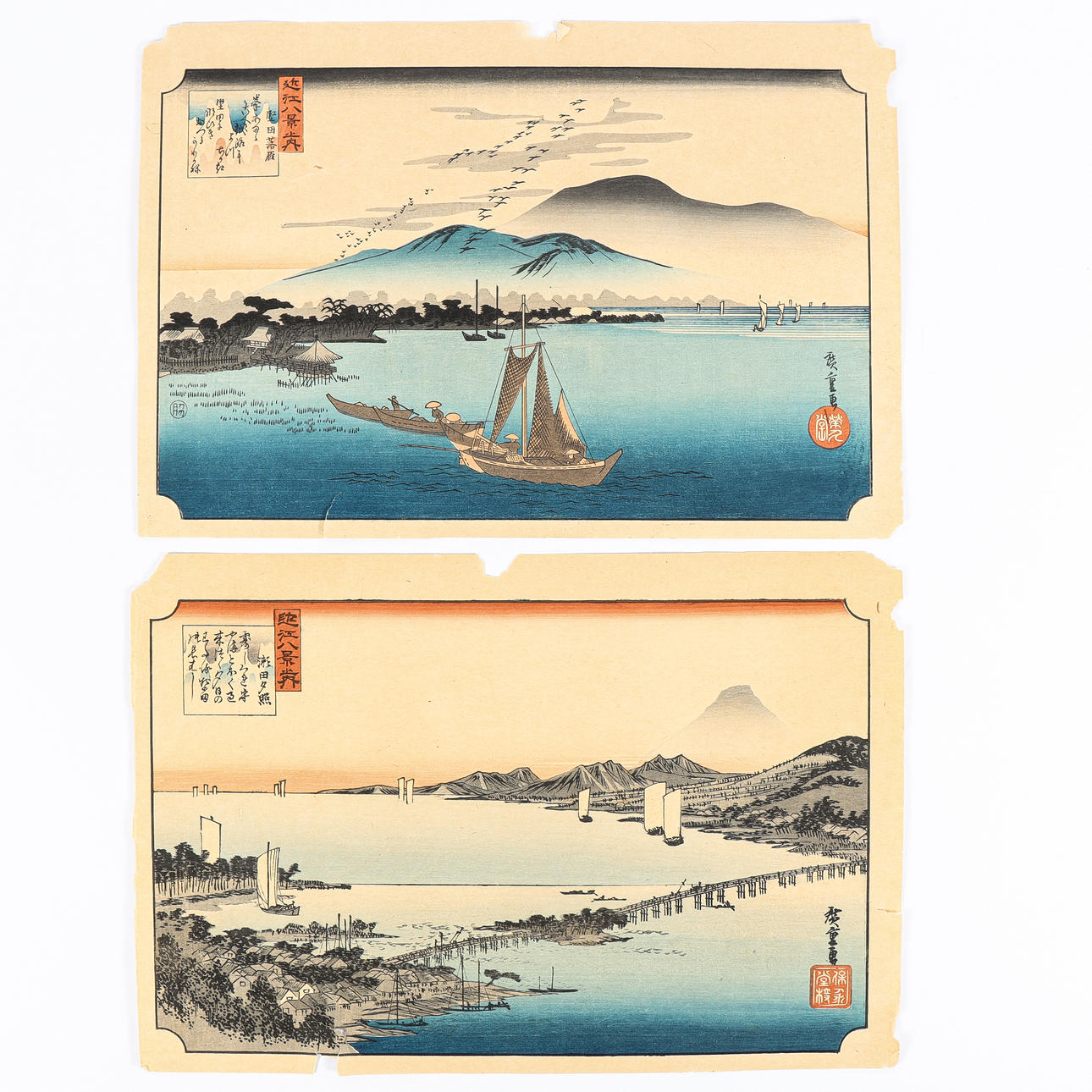ANDO (UTAGAWA) HIROSHIGE (1797–1858). Two woodcuts from the suite ...