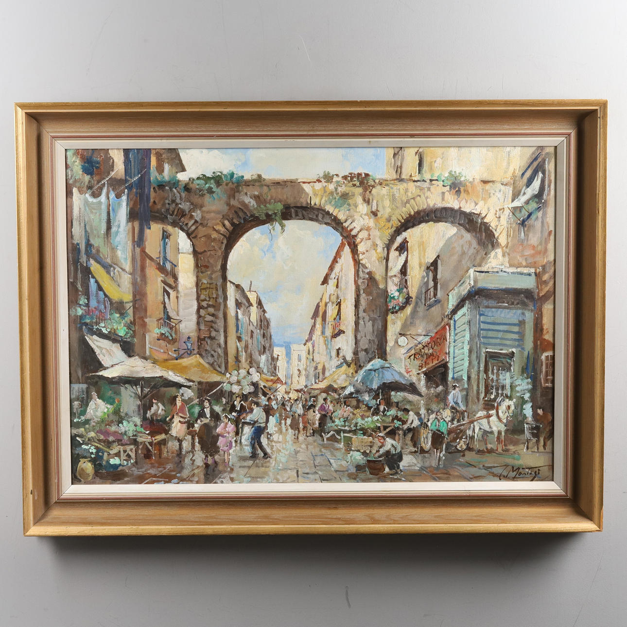 CARLO MONTESI. OIL ON CANVAS, “Italian city motif”, signed. Art ...
