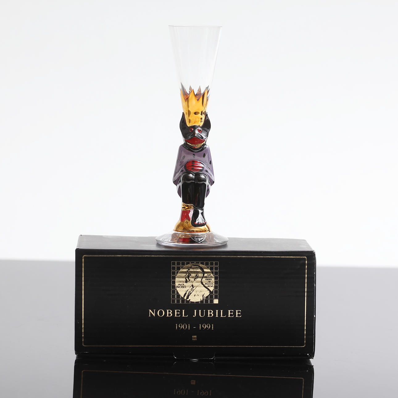 GUNNAR CYRÉN. Schnapps glass, “Nobel Devil”, purple, Orrefors, monogram ...