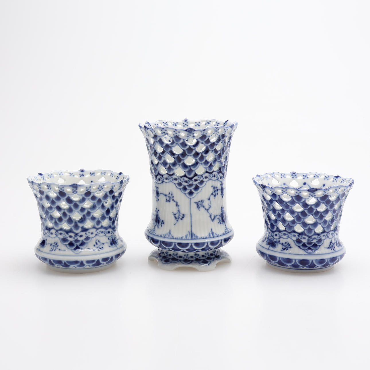 3 PORCELAIN VASES, MODEL NUMBERS 1015 & 1016, ROYAL COPENHAGEN, DENMARK ...