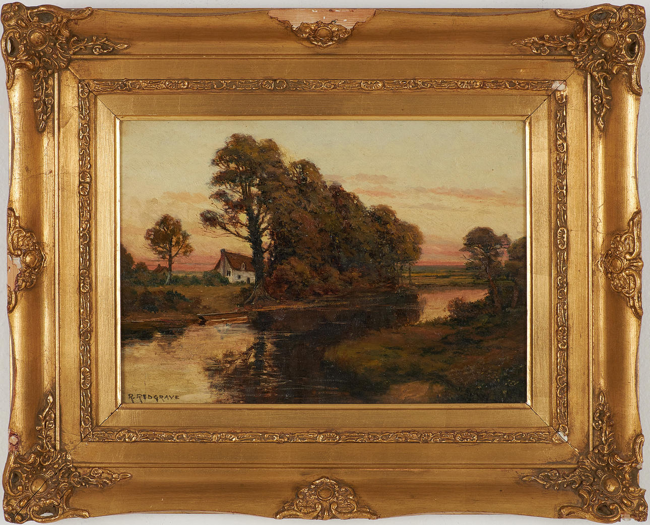 RICHARD REDGRAVE (1804-1888). Landskapsmotiv, olja på canvas uppfodrad ...