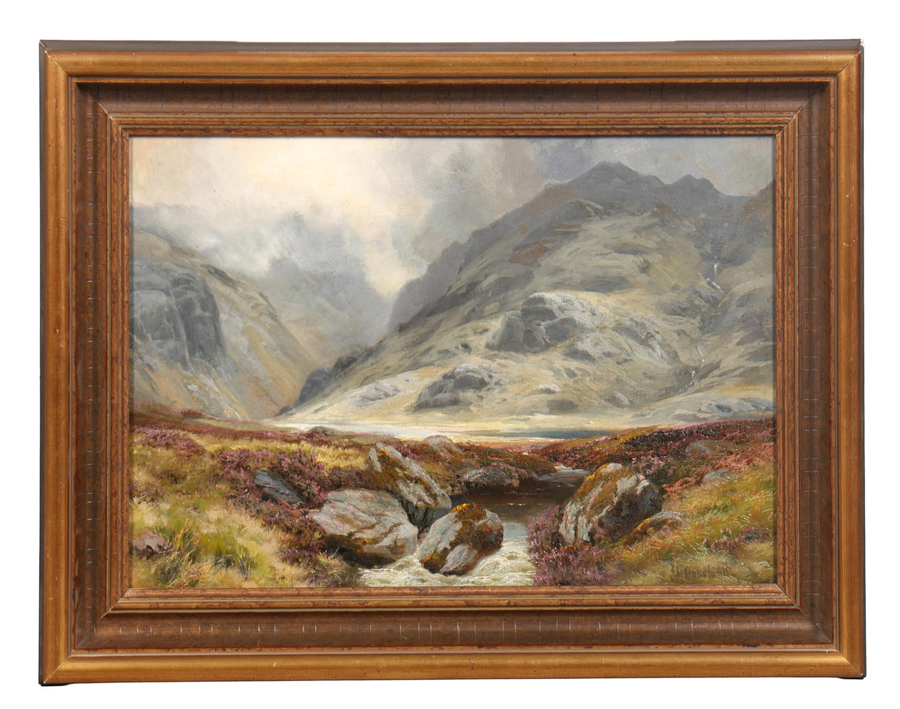 JAMES HENRY CROSSLAND (BRITISH, 1852-1939) "ROCKY MOUNTAINOUS LANDSCAPE ...