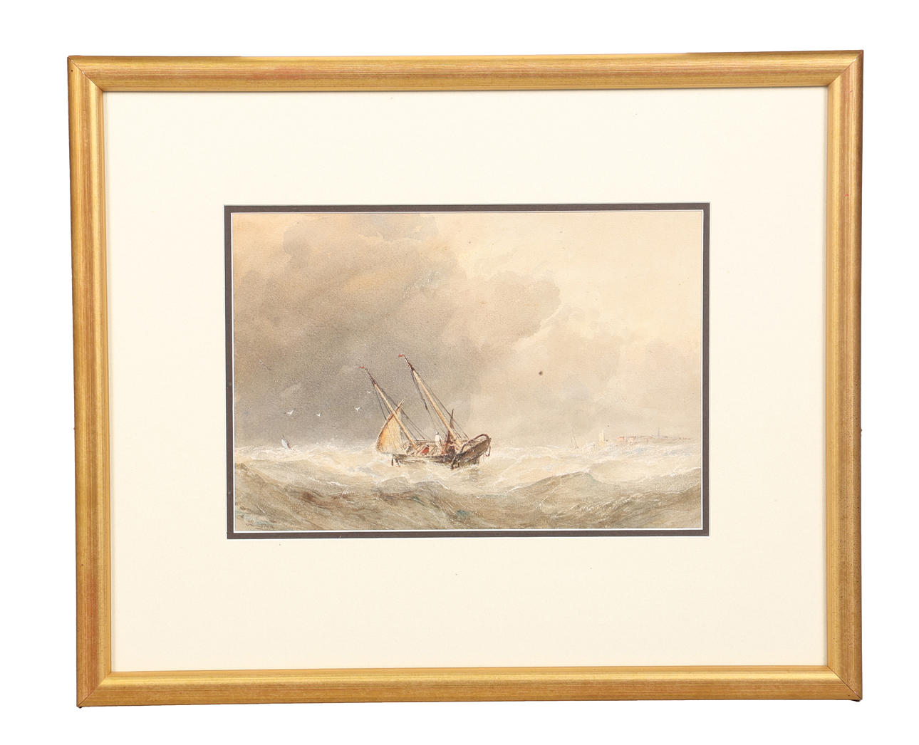 ESCUELA BRITÁNICA DEL SIGLO XIX «BARCO DE PESCA EN UN MAR TORMENTOSO ...