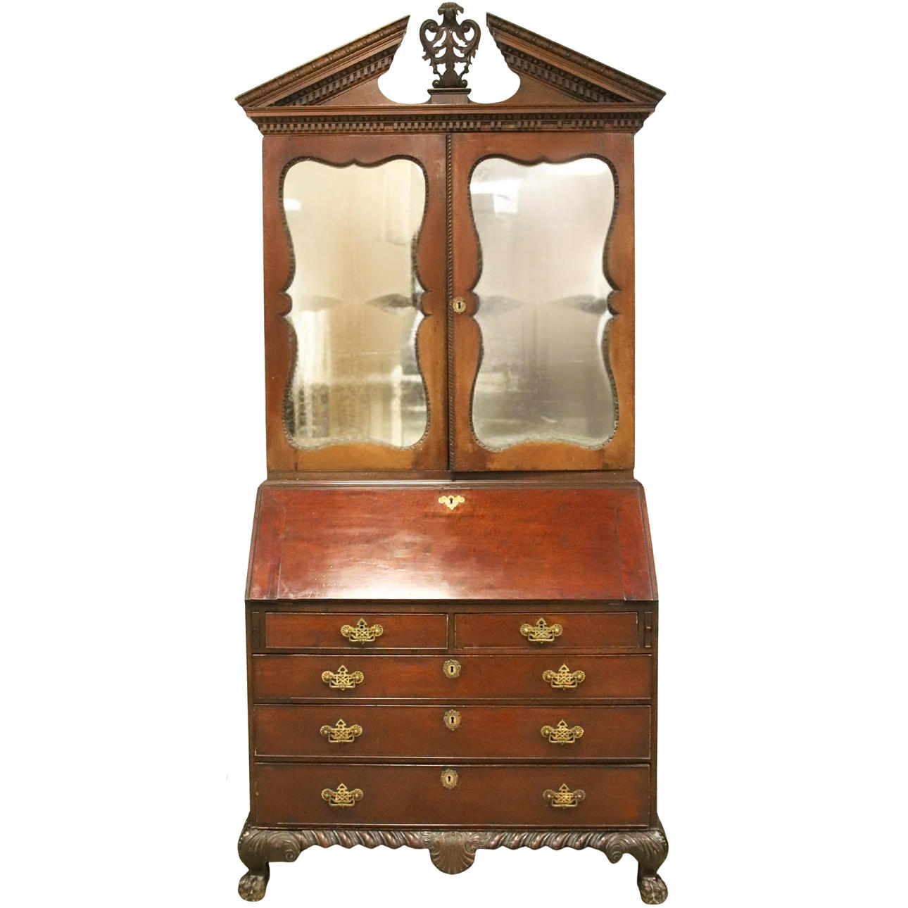 AN EARLY 18TH CENTURY IRISH MAHOGANY BUREAU BOOKCASE - PROPERTY ...