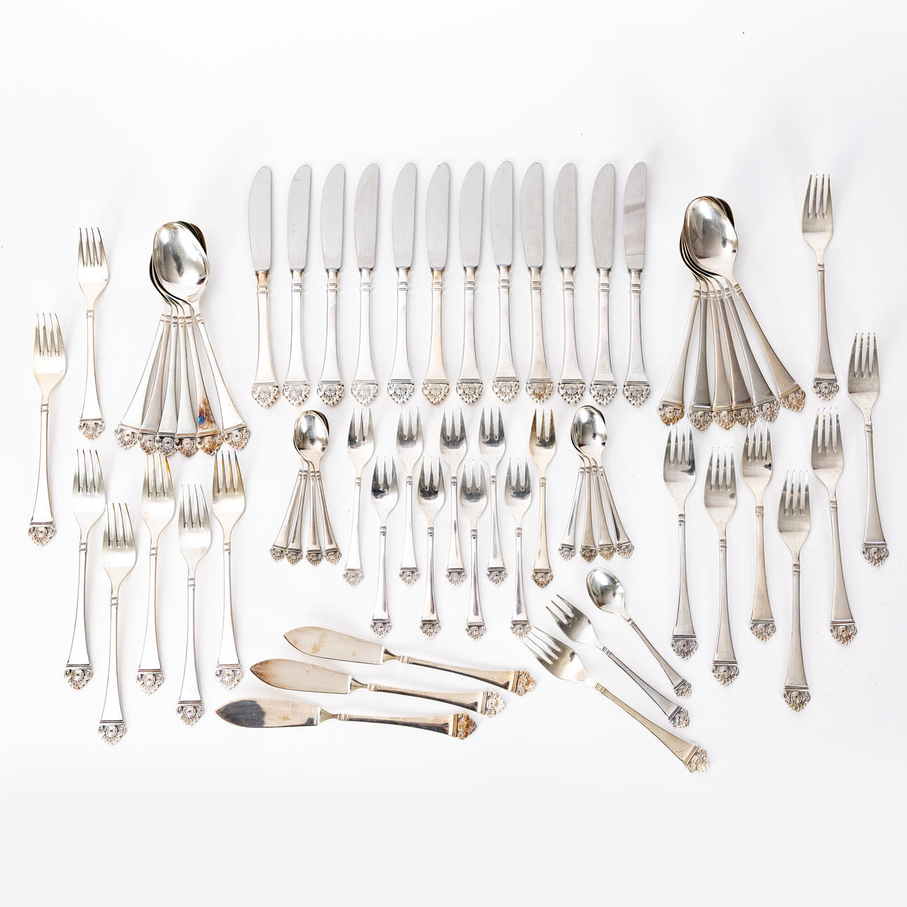 R B Robbe Berking Rose Pattern 800 Piece Silver Cutlery Set