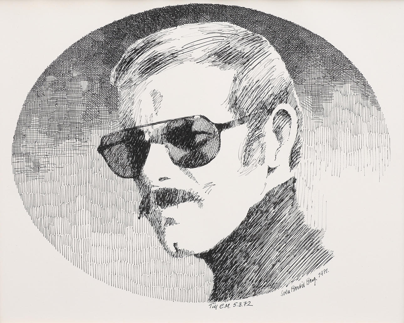 SVEN BERTIL BERG 1931-2022. INK ON PAPER, SELF-PORTRAIT, SIGNED AND ...