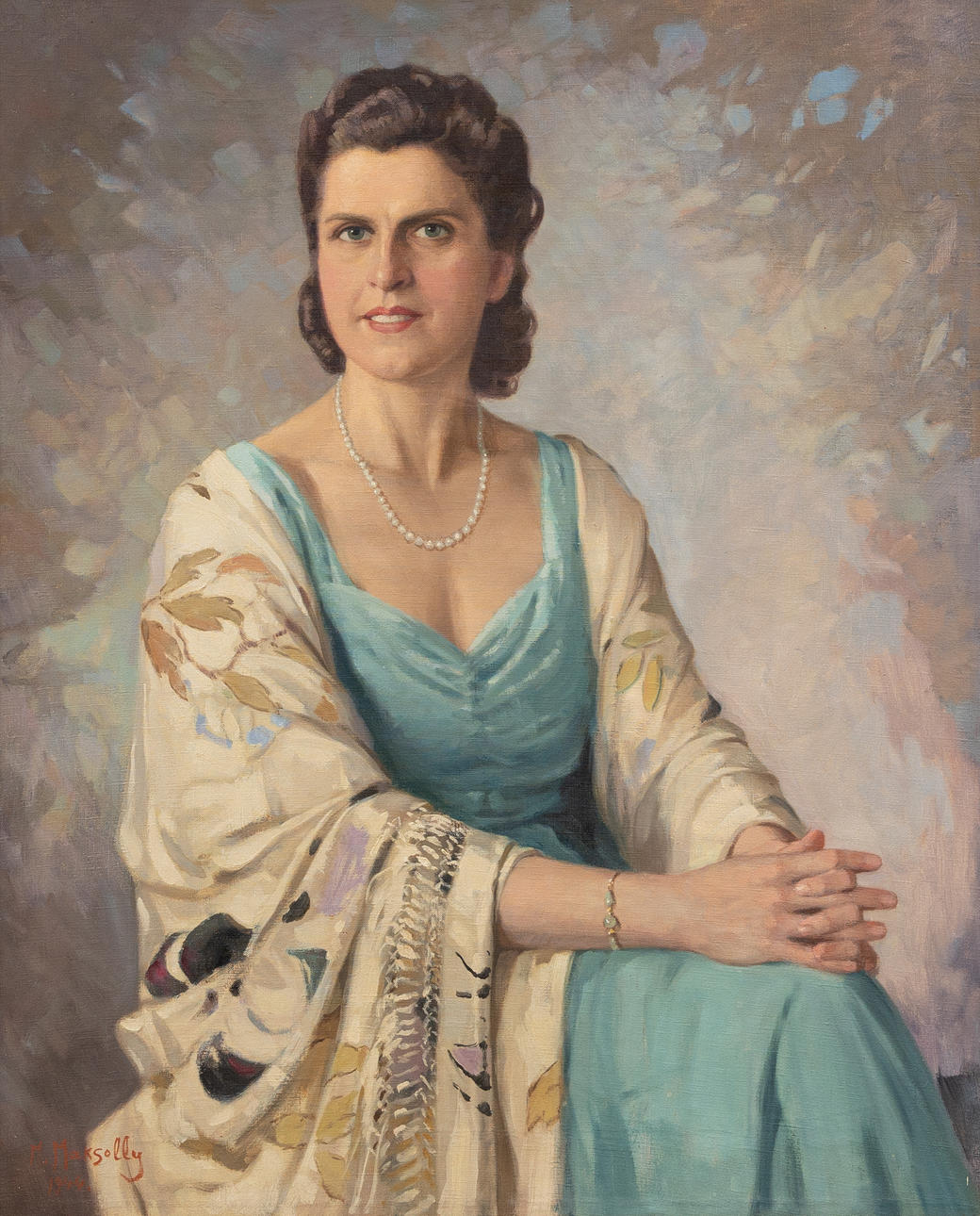 MAXIMILIAN MAKSOLLY (ESTLAND 1884-1968). Porträtt av förnäm dam, olja ...