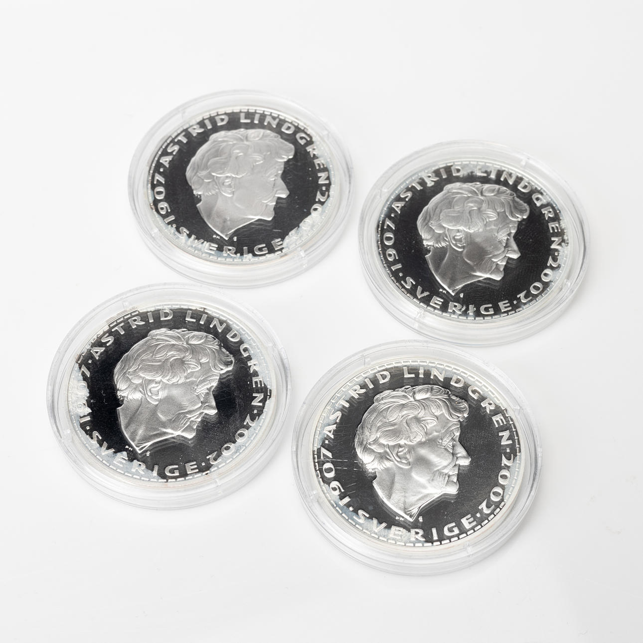 MYNT, 4 st, silver, Astrid Lindgren. Mynt, Medaljer & Frimärken - Mynt ...