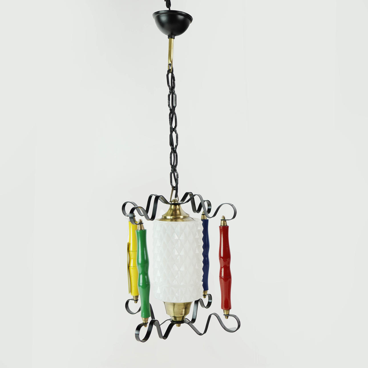 1950s ITALIAN LACQUERED WOOD AND METAL PENDANT LIGHT. Lighting & Lamps ...
