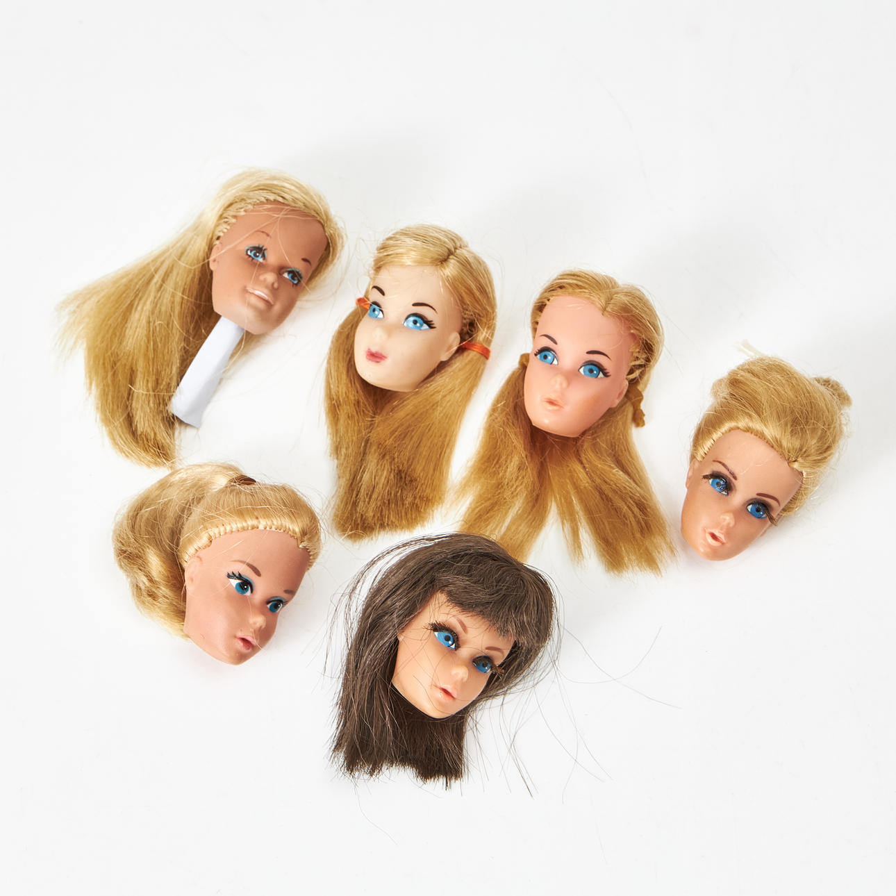 BARBIE BODIES, (4) two without heads, BARBIE HEADS, (15), CHRISTIE AND ...