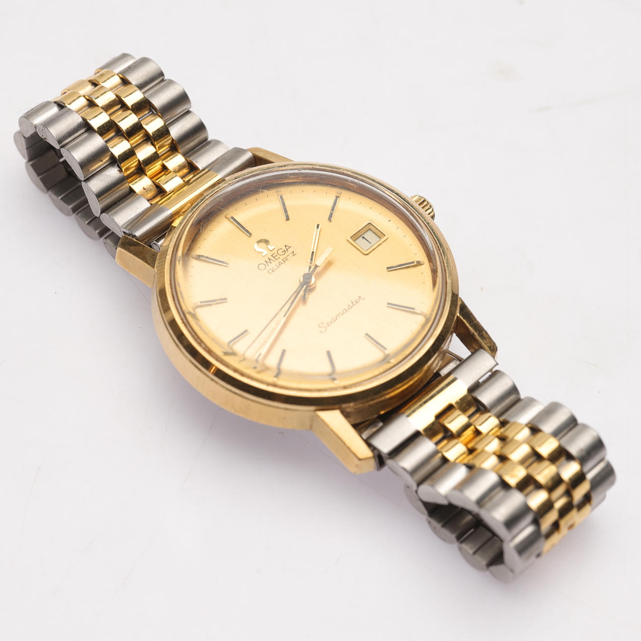 WRISTWATCH, gold on steel, Omega Seamaster, quartz, date. Clocks ...