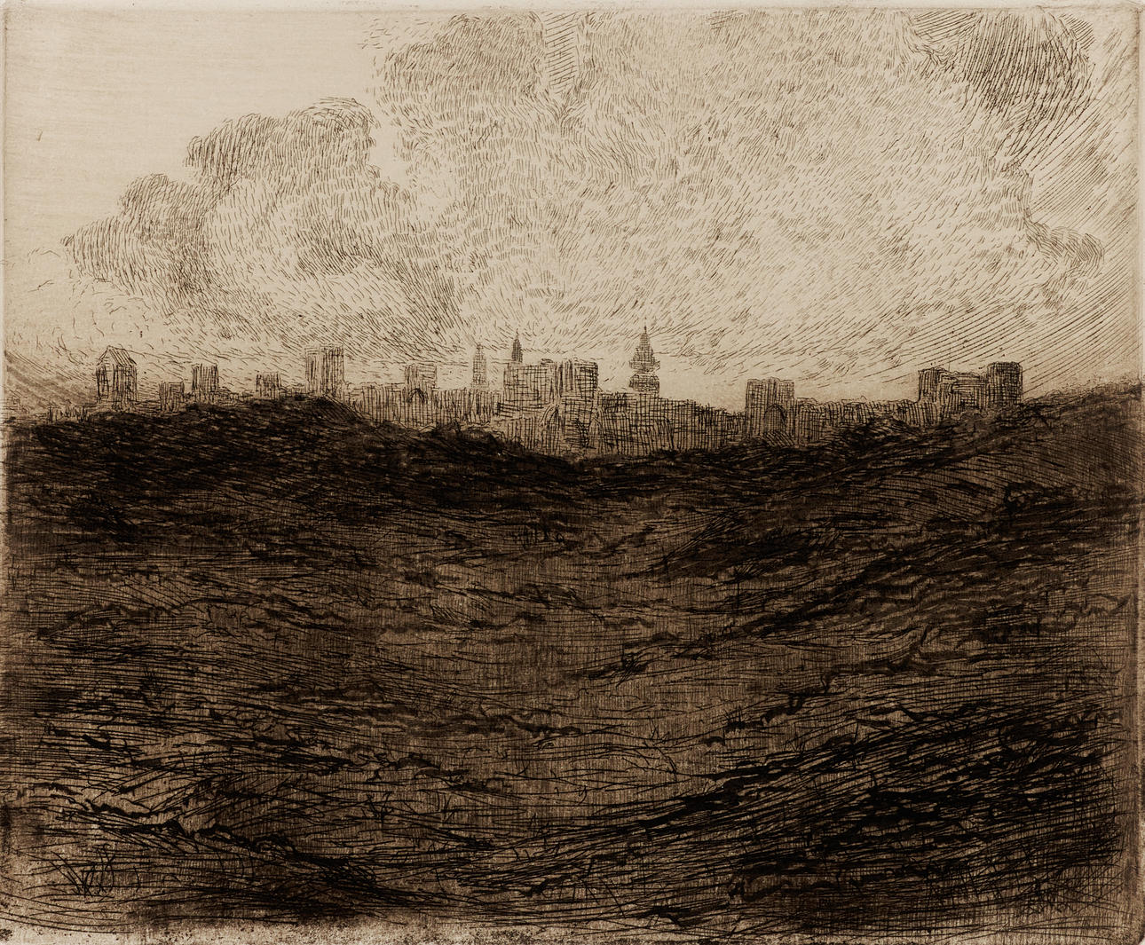 EDVARD CRAMER (1858-1928), View of Visby and the ring wall, signed ...