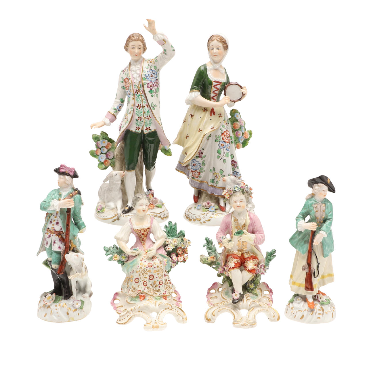 SIX CONTINENTAL PORCELAIN FIGURES TO INCLUDE SITZENDORF AND DEBRY ...