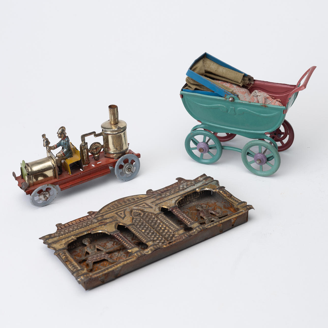 PENNY TOY and 2 other smaller toys in sheet metal, stroller and ...
