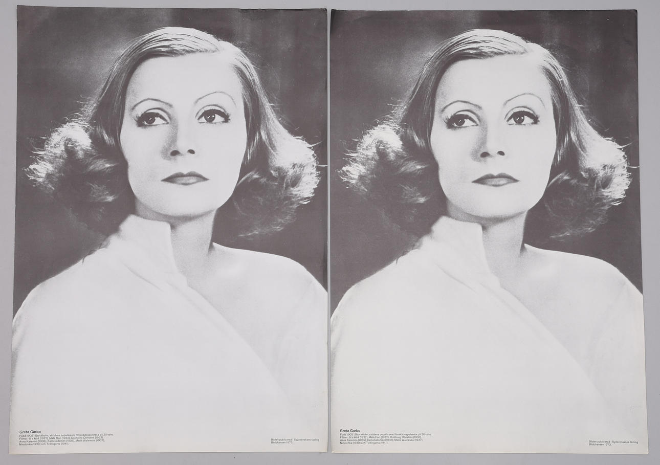 POSTER, TWO ALIKE, GRETA GARBO, THE PICTURE PUBLISHED IN SYDSVENSKAN ...