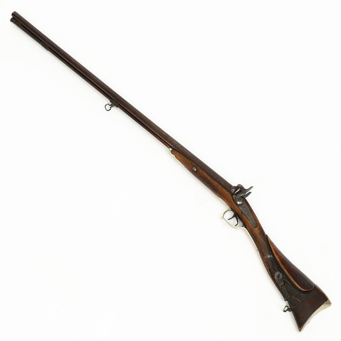 A double-barreled, cut-out boar head percussion rifle, 19th century ...