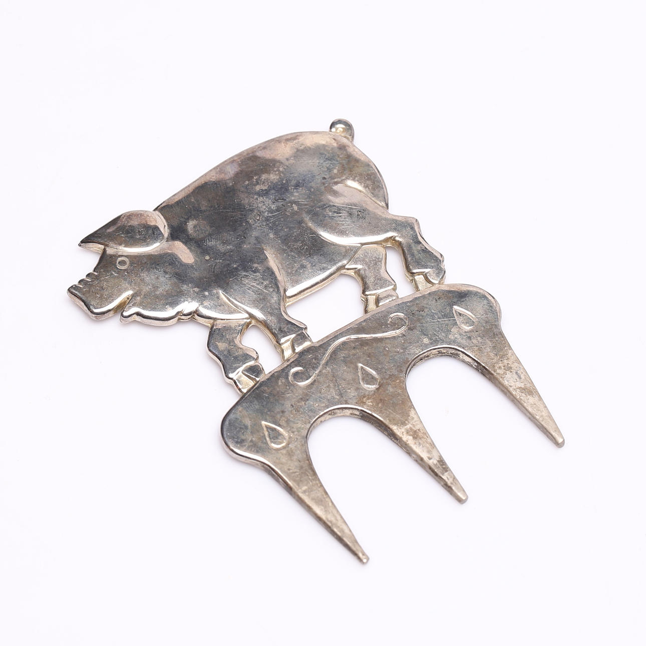 HAM FORK, pig shape, silver-plated metal. Silver & Metals - Other ...