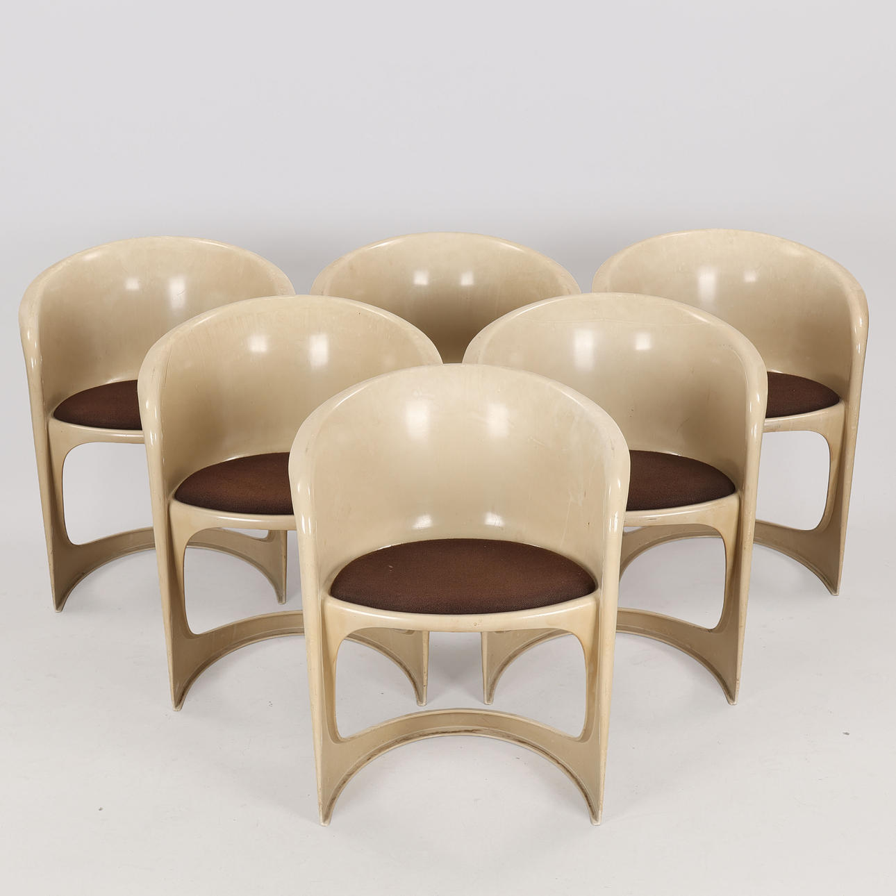 STEEN ØSTERGAARD (1935-). Set of six grey plastic chairs, A-Line series ...