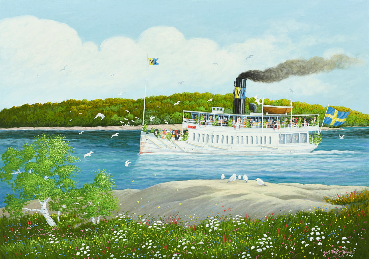 BERT-HÅGE HÄVERÖ (1932-2014), Waxholmsbåt, signerad och daterad 1987 ...