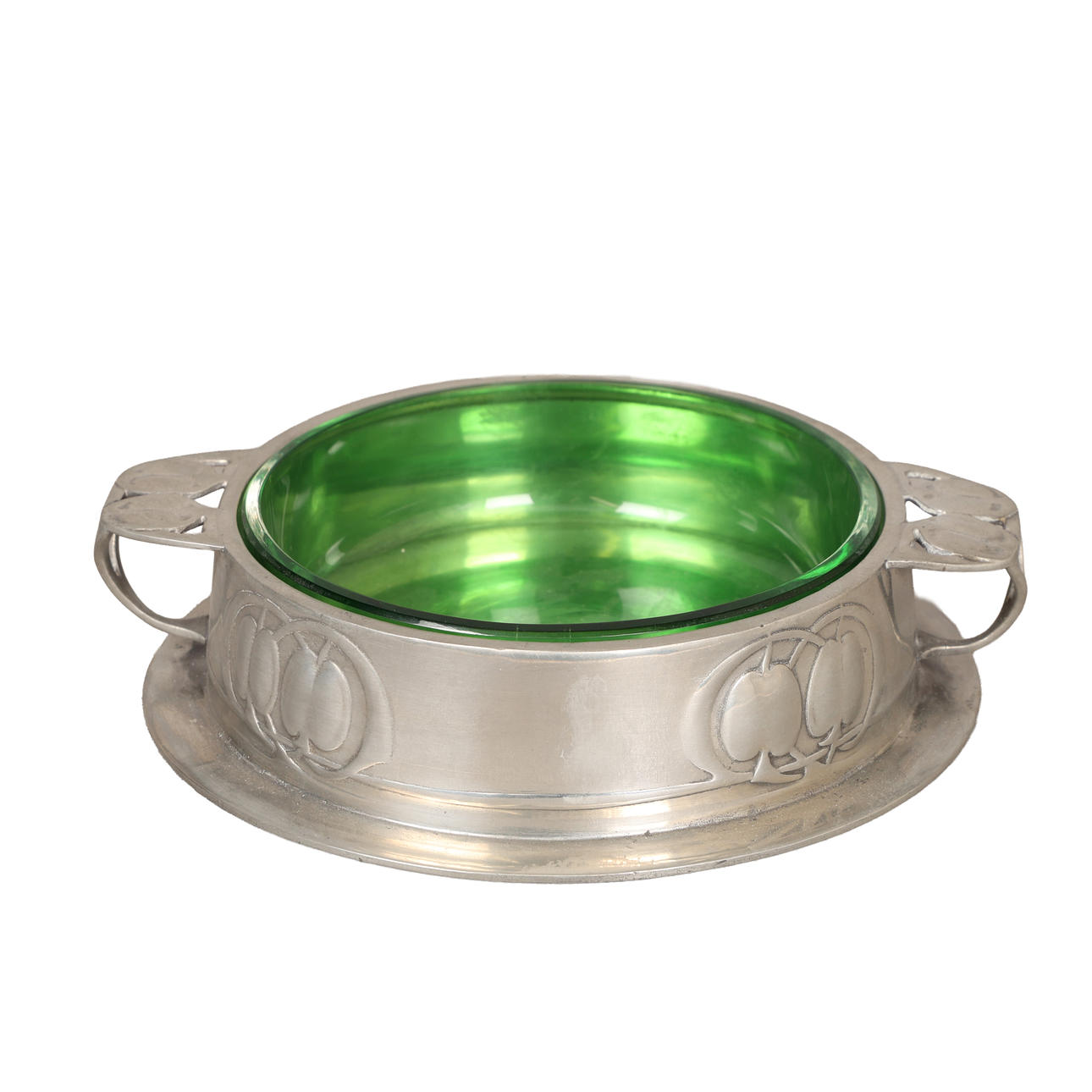 A LIBERTY PEWTER PRESERVE DISH BY ARCHIBALD KNOX. Silver & Metals ...