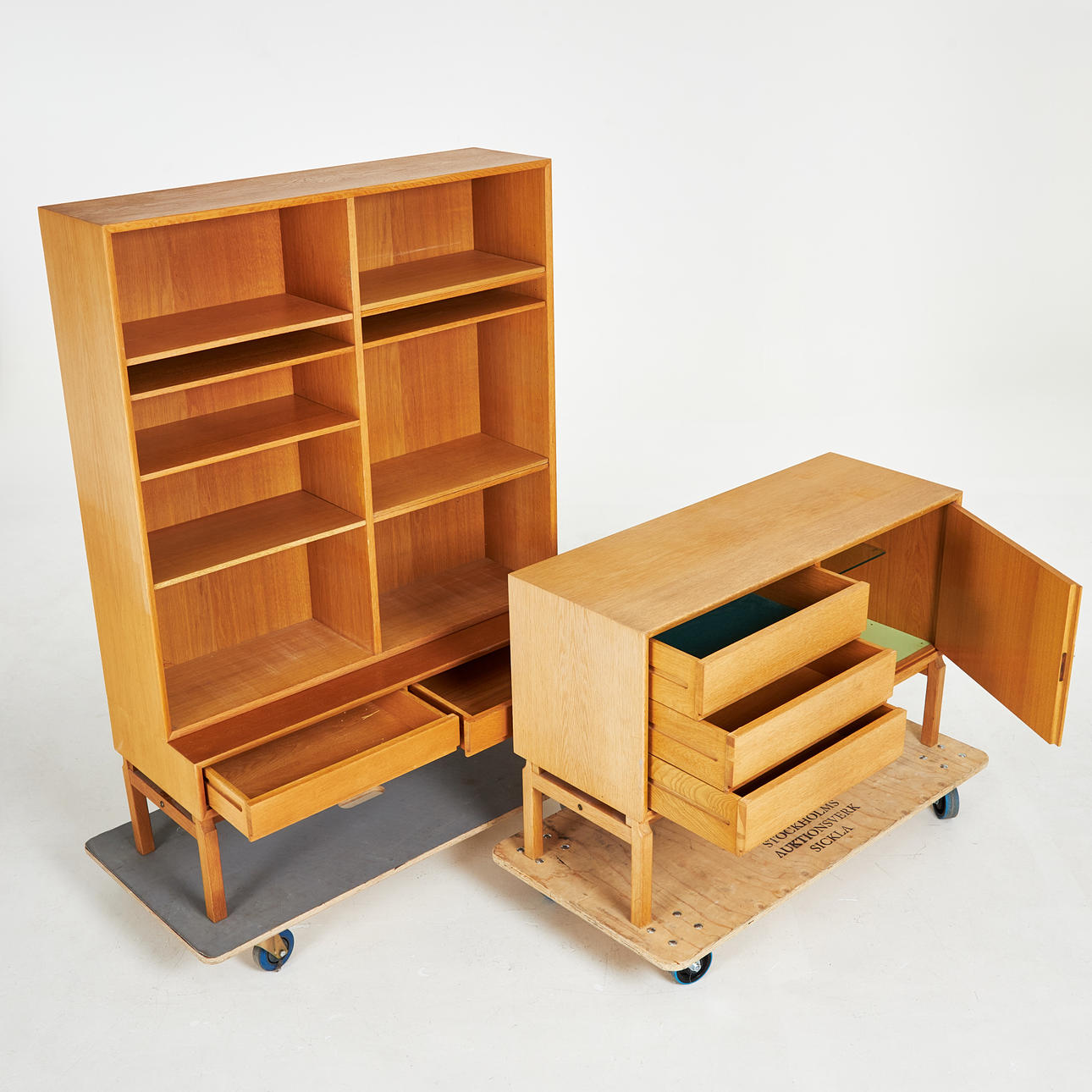 MARIAN GRABINSKI. A shelf system, 3 dlr, 1960s, oak veneer, Ikea ...