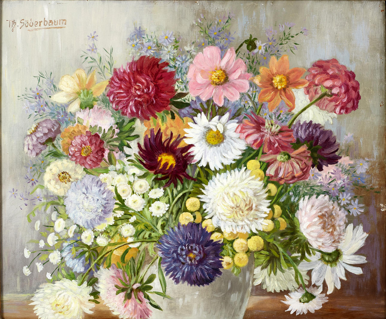 SÖDERBAUM T.H (20th century): Floral still life, signed Th. Söderbaum ...