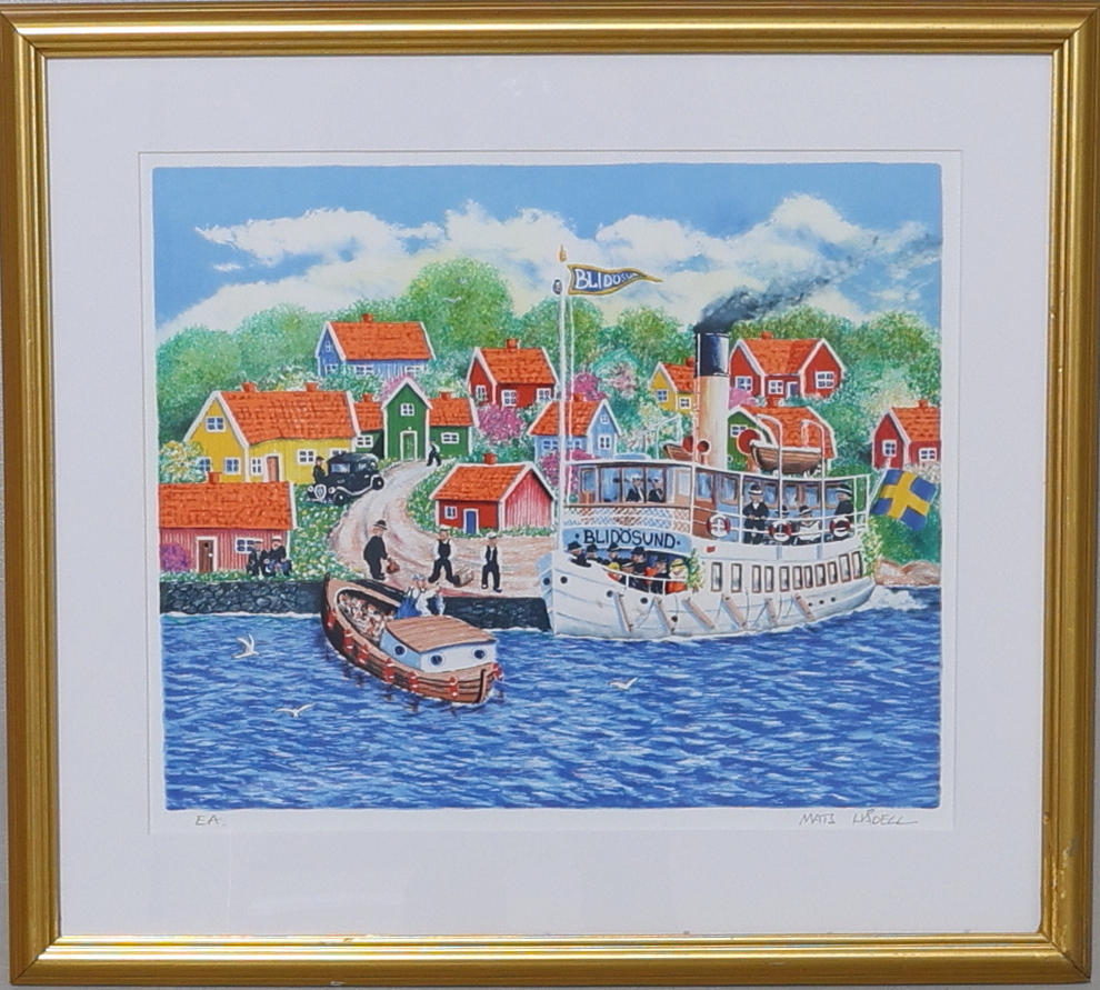 MATS HÅDELL. Lithograph in colours, “Blidösund”, signed and marked EA ...