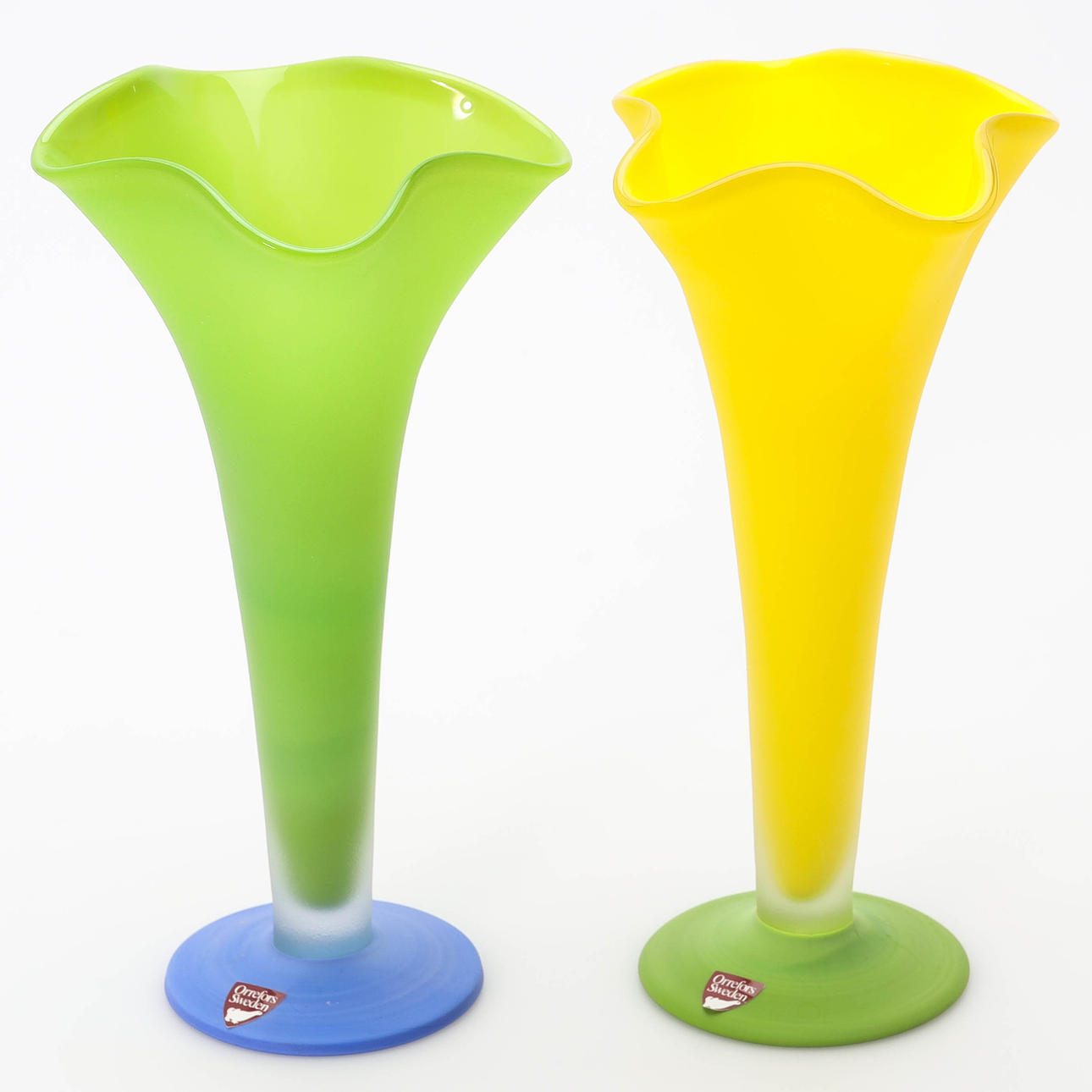 ANNE NILSSON, two-piece vases, “Chanterelle”, monogrammed signed AN ...