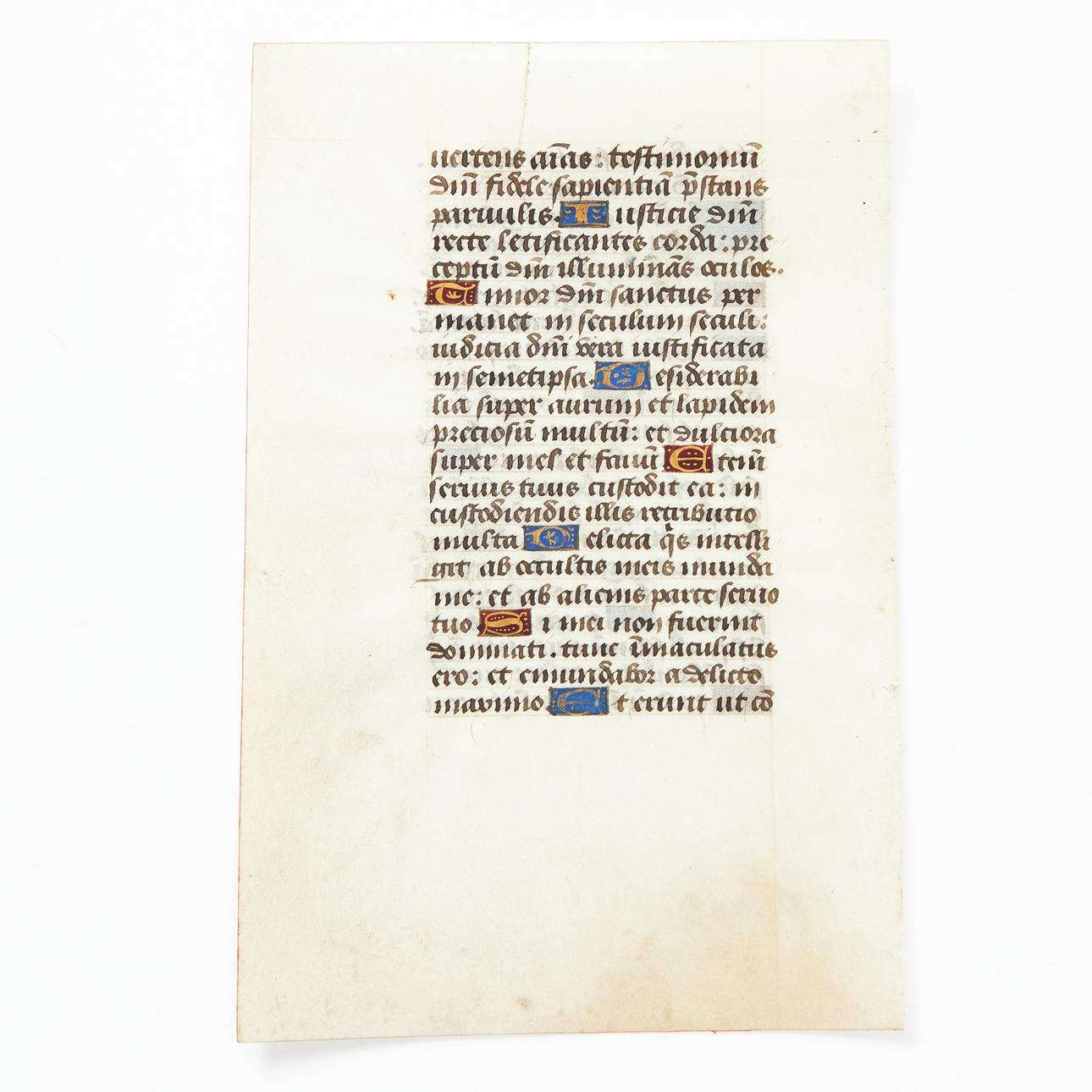 PARCHMENT LEAF WITH BEAUTIFUL HANDWRITING AND ILLUMINATED BRACKETS ...