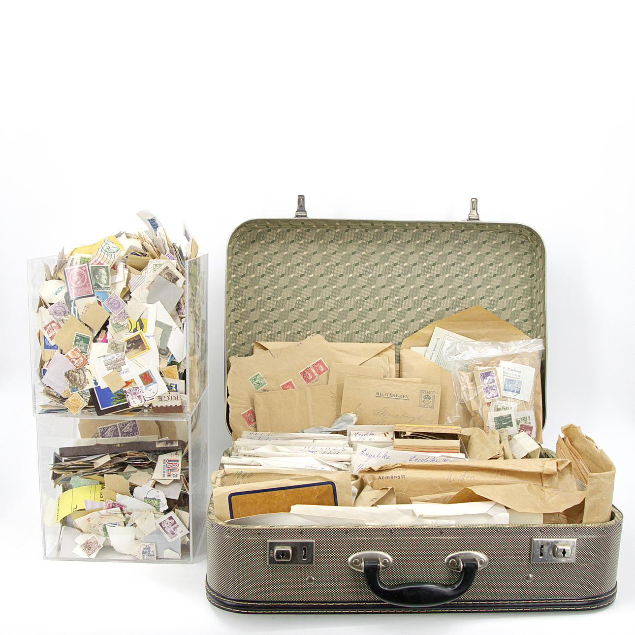 Stamps collection, unsorted, stamped, Swedish and foreign, 20th century ...