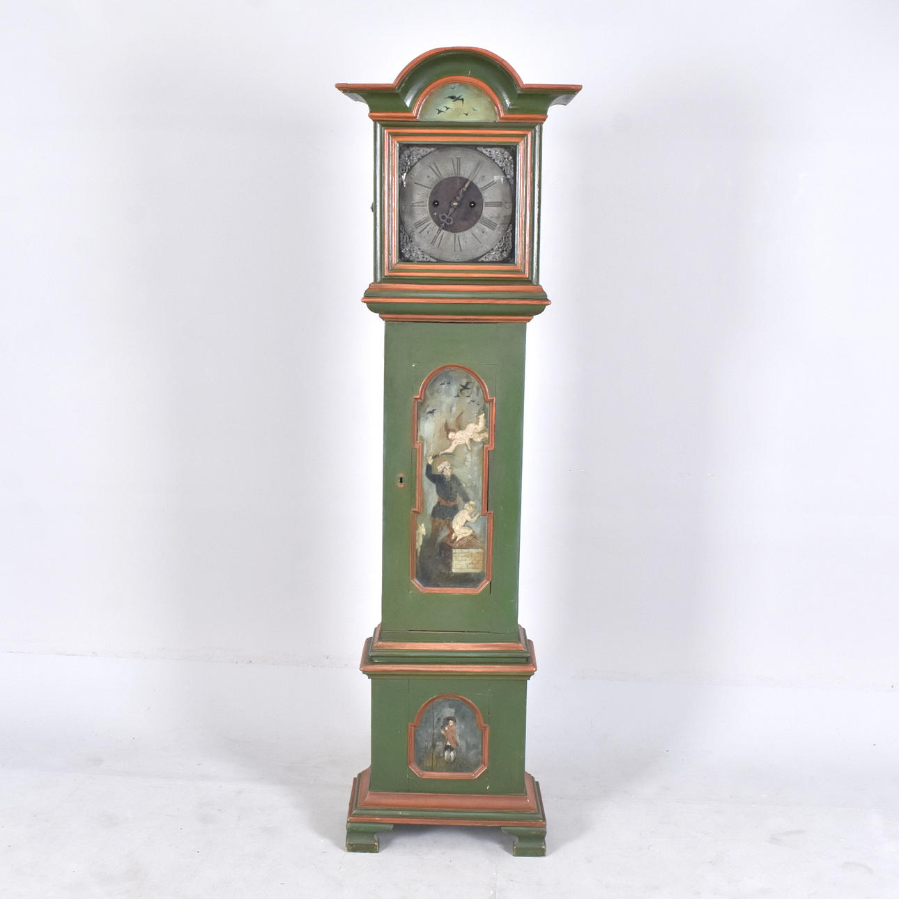 A FLOOR CLOCK, PAINTED WOOD, 18th century, decoration of Isaac's ...
