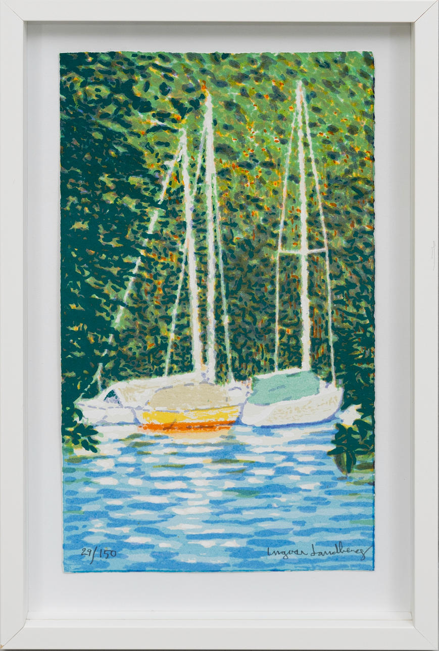 INGVAR LANDBERG. “Sailboats”, serial graphic, signed, numbered 29/150 ...