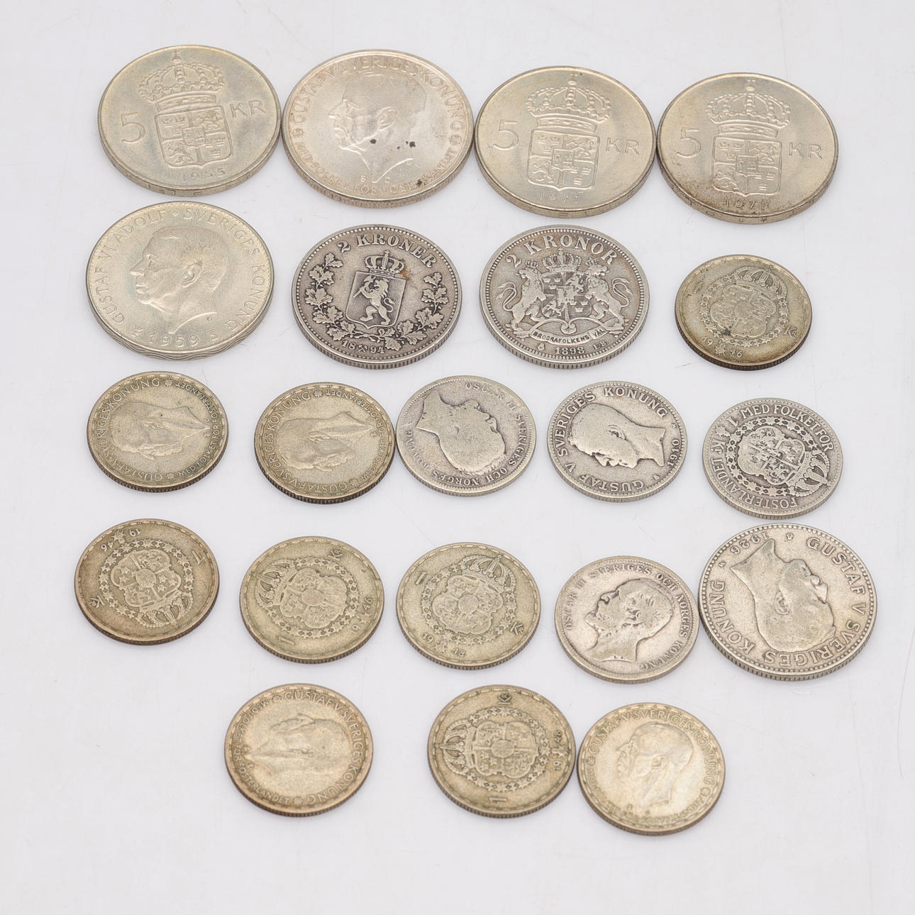 A set of 21 coins, silver, Sweden, 18th/20th century. Coins, Medals ...
