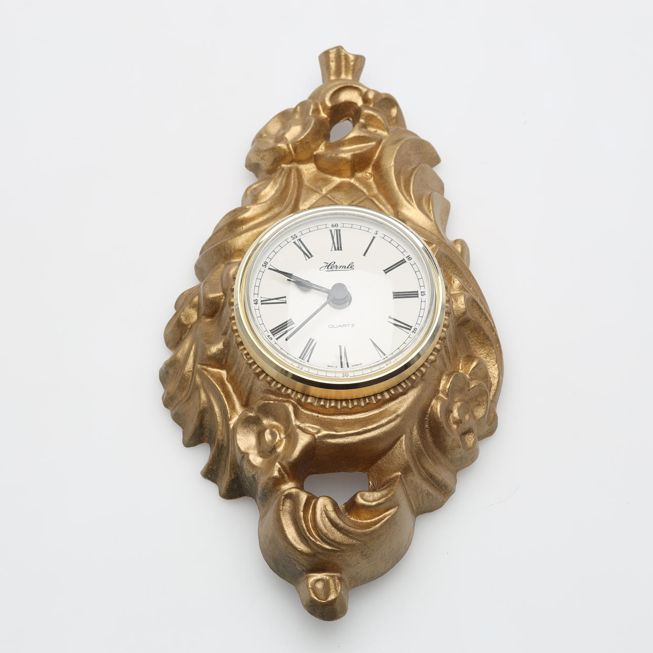 A miniature wall clock. Gold plated metal. Clocks & Watches - Wall ...